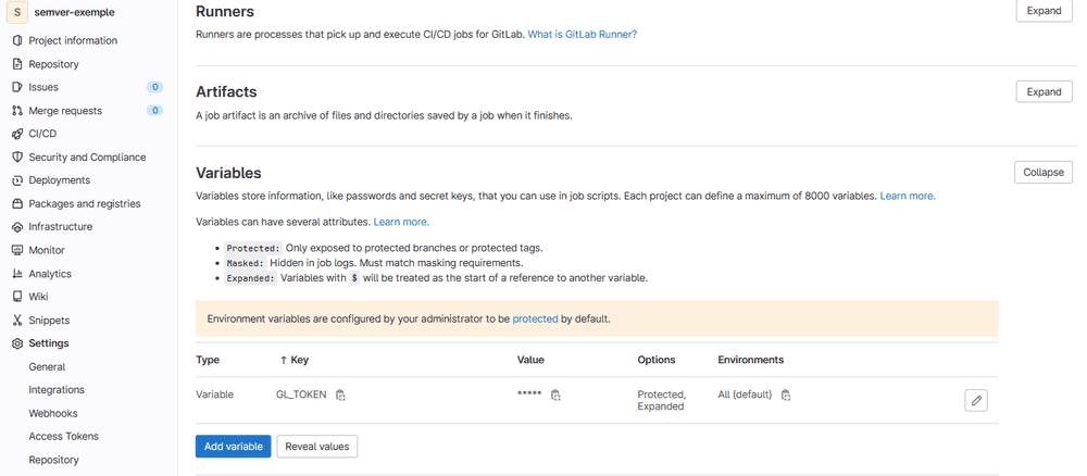 Affectation de GL_TOKEN